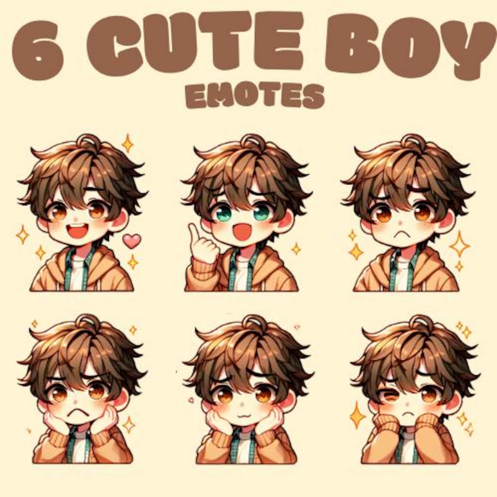 Anime Boy Emote Streamer Package Twitch Youtube Facebook Kick Discord ...