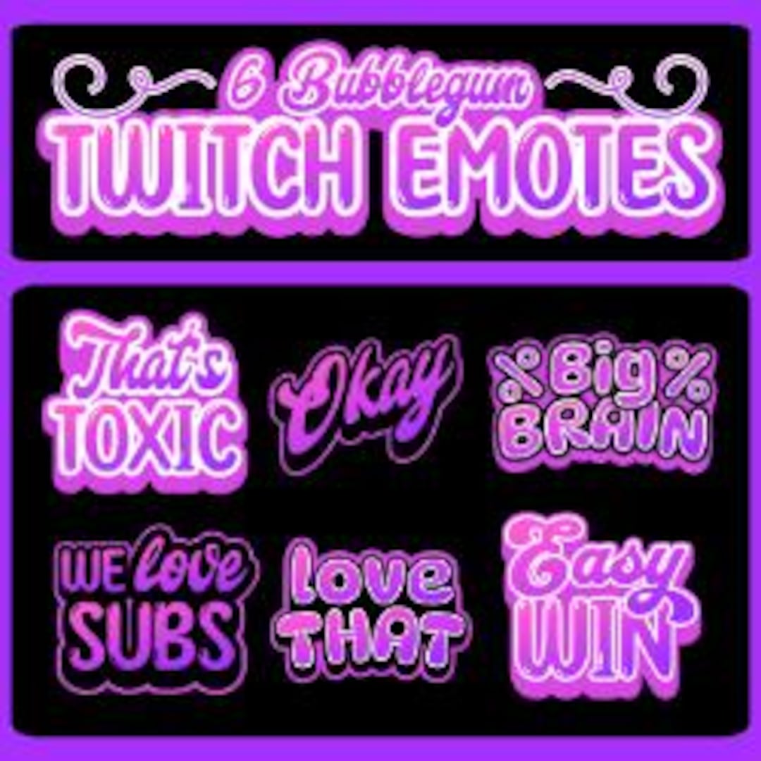 12 Neon Bubblegum Purple Emotes Twitch Youtube Facebook Kick Discord ...
