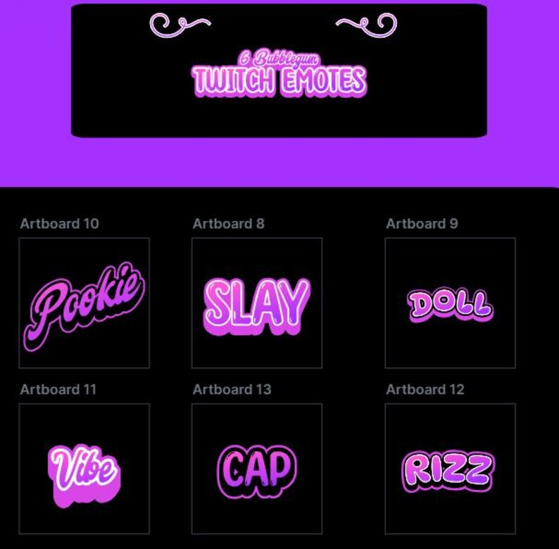 12 Neon Bubblegum Purple Emotes Twitch Youtube Facebook Kick Discord ...
