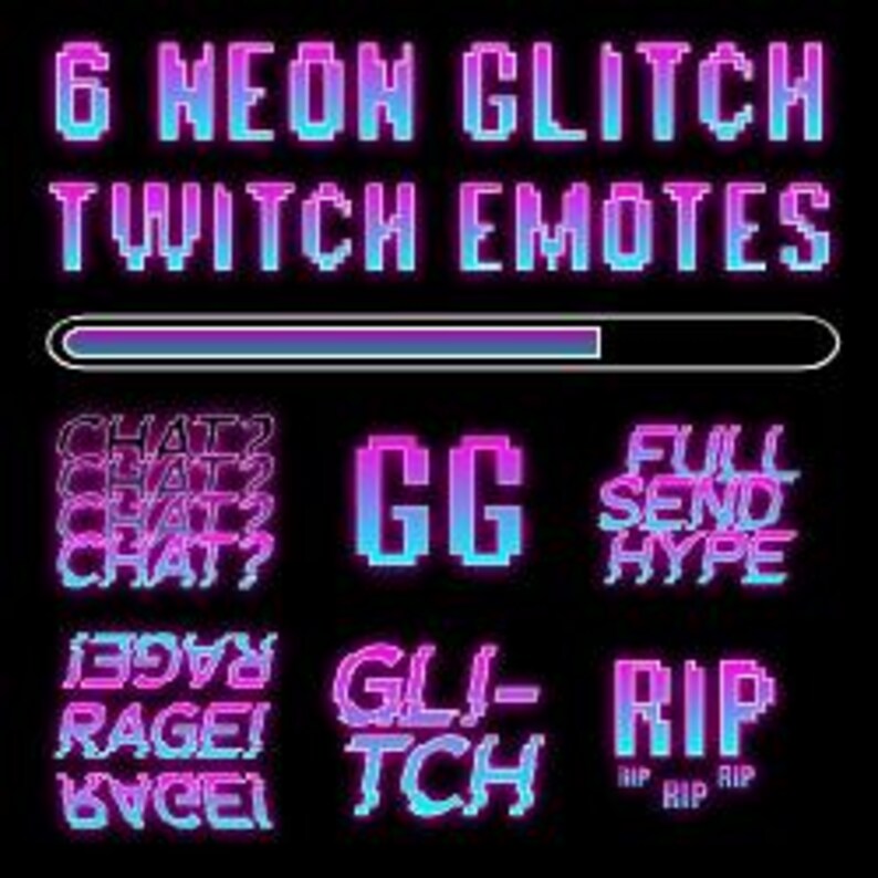 Neon Glitch Purple Emotes Twitch Youtube Facebook Kick Discord Esport ...
