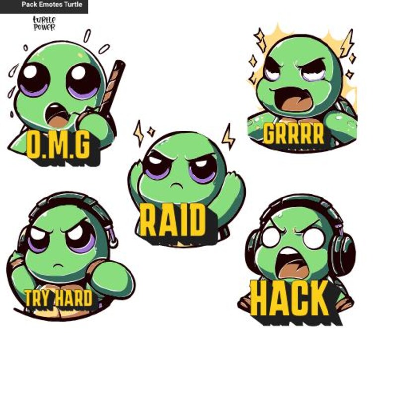 10 Turtle Emotes Twitch Youtube Facebook Kick Esports Discord Streamer ...