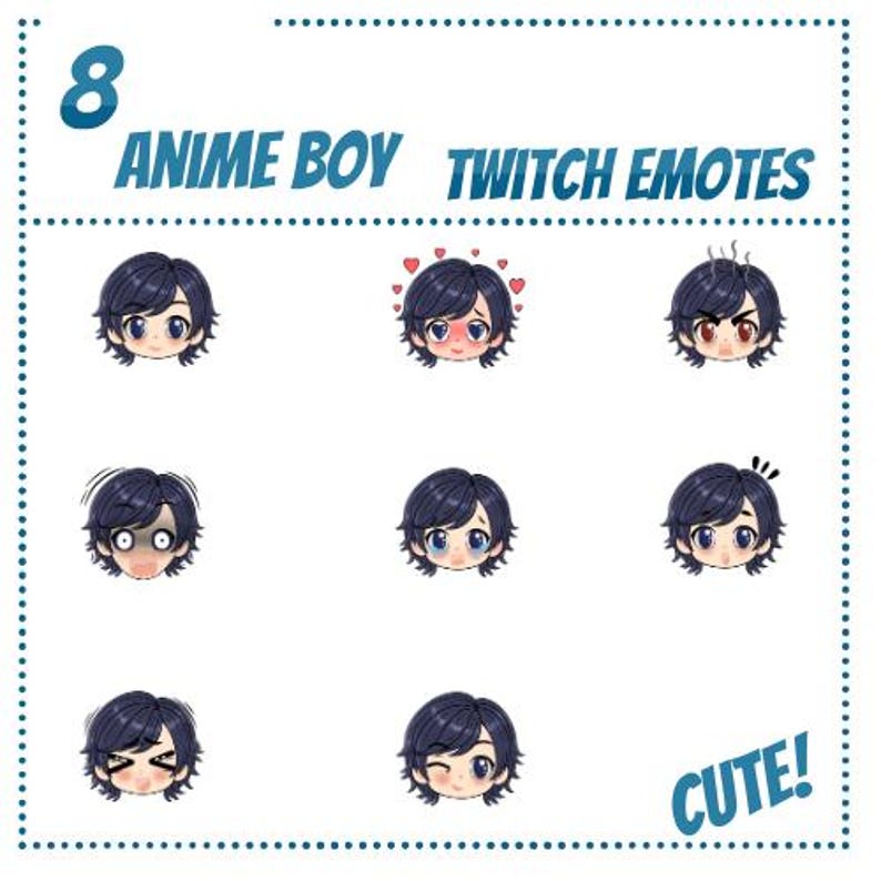 8 Anime Boy Twitch Emotes Youtube Facebook Kick Discord Esport Esports ...