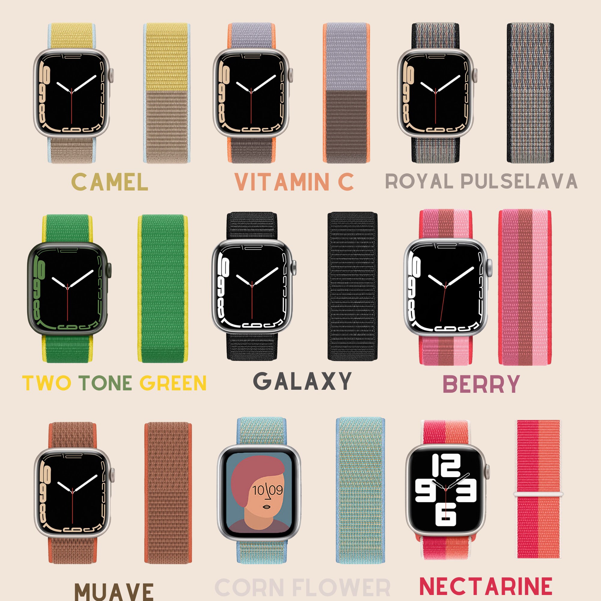 Nylon Sport Loop Strap Band for Apple Watch Series 8 7 6 5 4 3 - Etsy UK