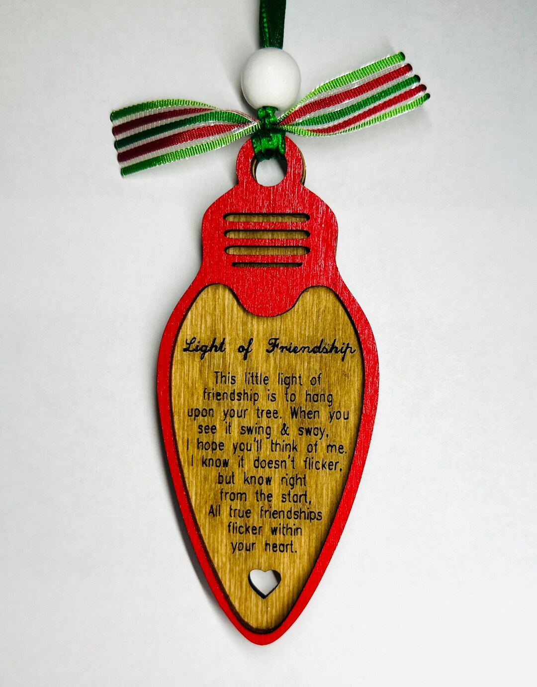 Light of Friendship 2 Layer Wooden Laser Cut Ornament - Etsy