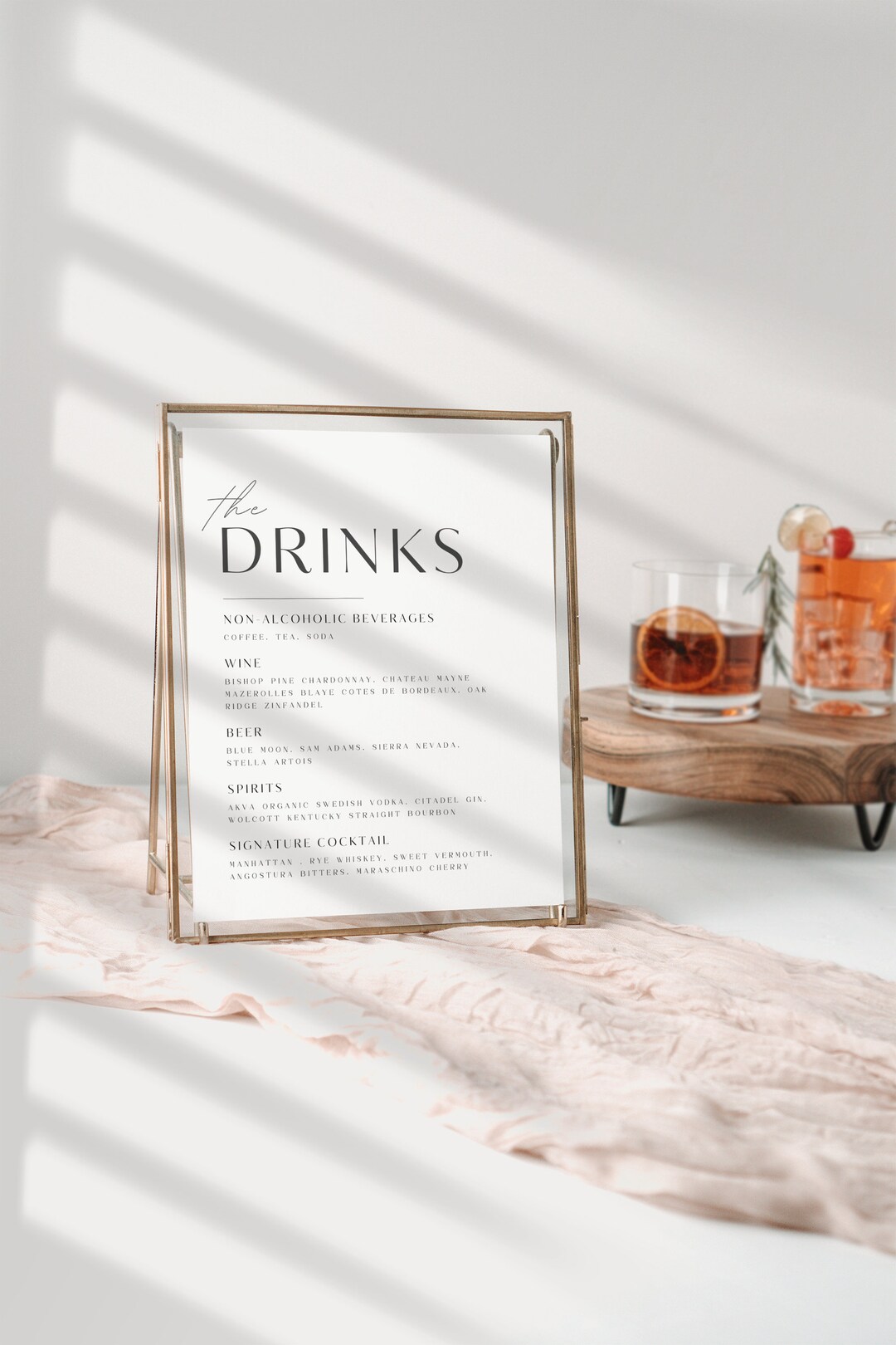 Bar Menu Template Wedding Bar Sign Boho Drinks Menu Sign - Etsy