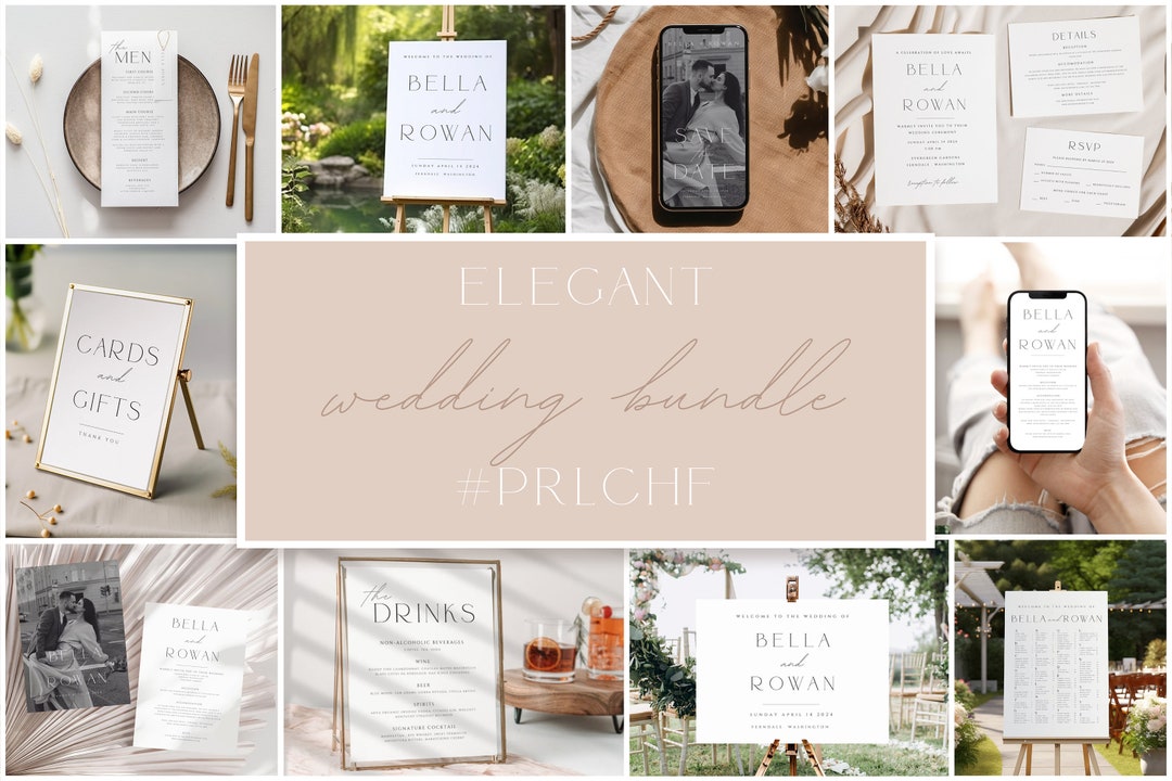 Modern Wedding Bundle Template, DIY Elegant Wedding Ceremony Templates ...