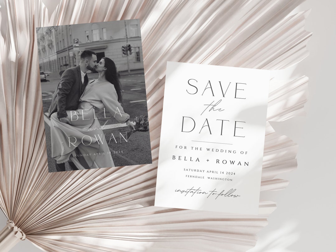 Photo Save the Date Wedding Invitation Template Classy Elegant Modern ...