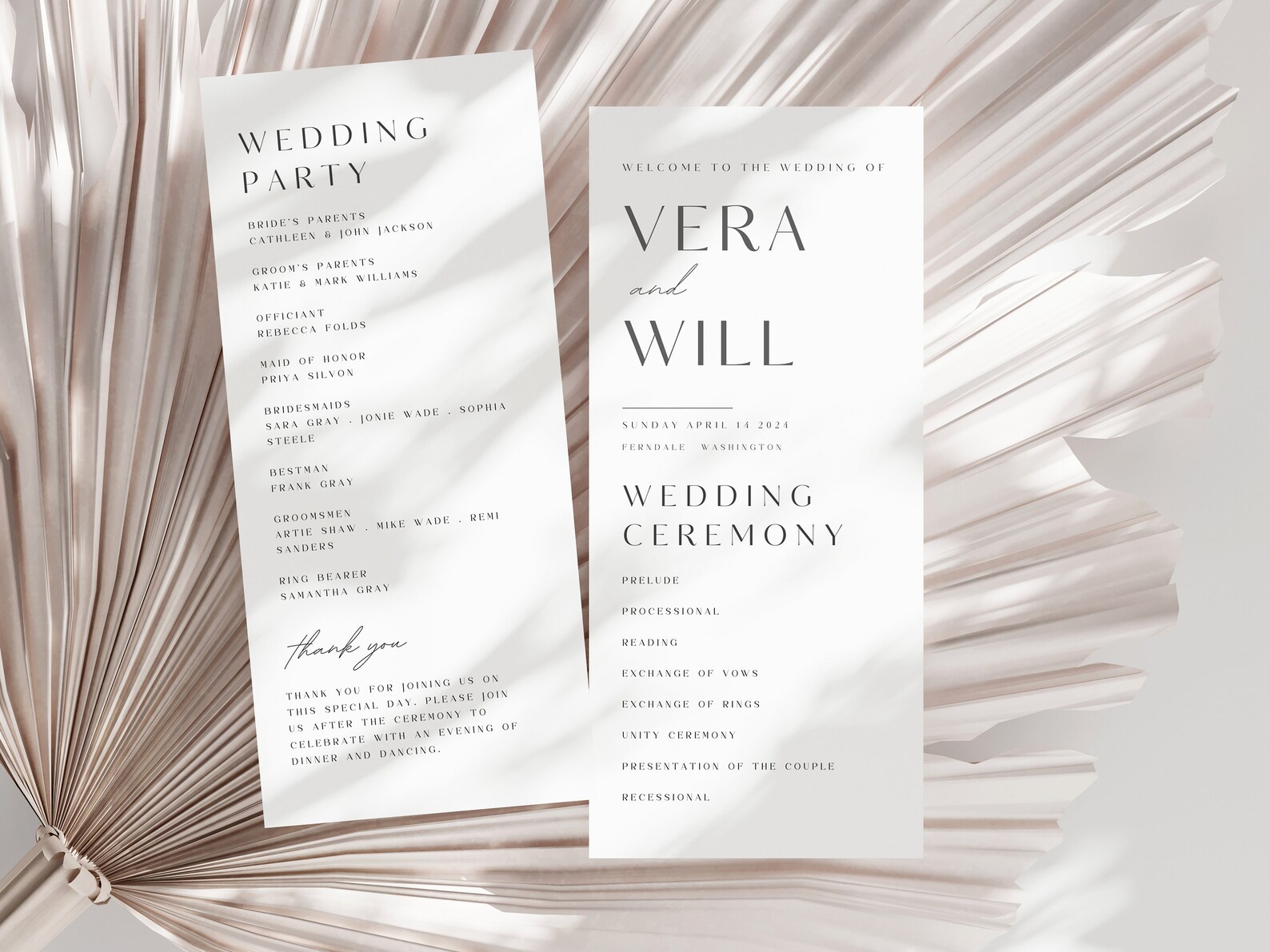 Wedding Program Template Download, Modern Wedding Reception Program ...