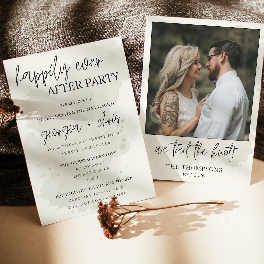 Happily Ever After Party Invitation Template | Elopement Announcement ...