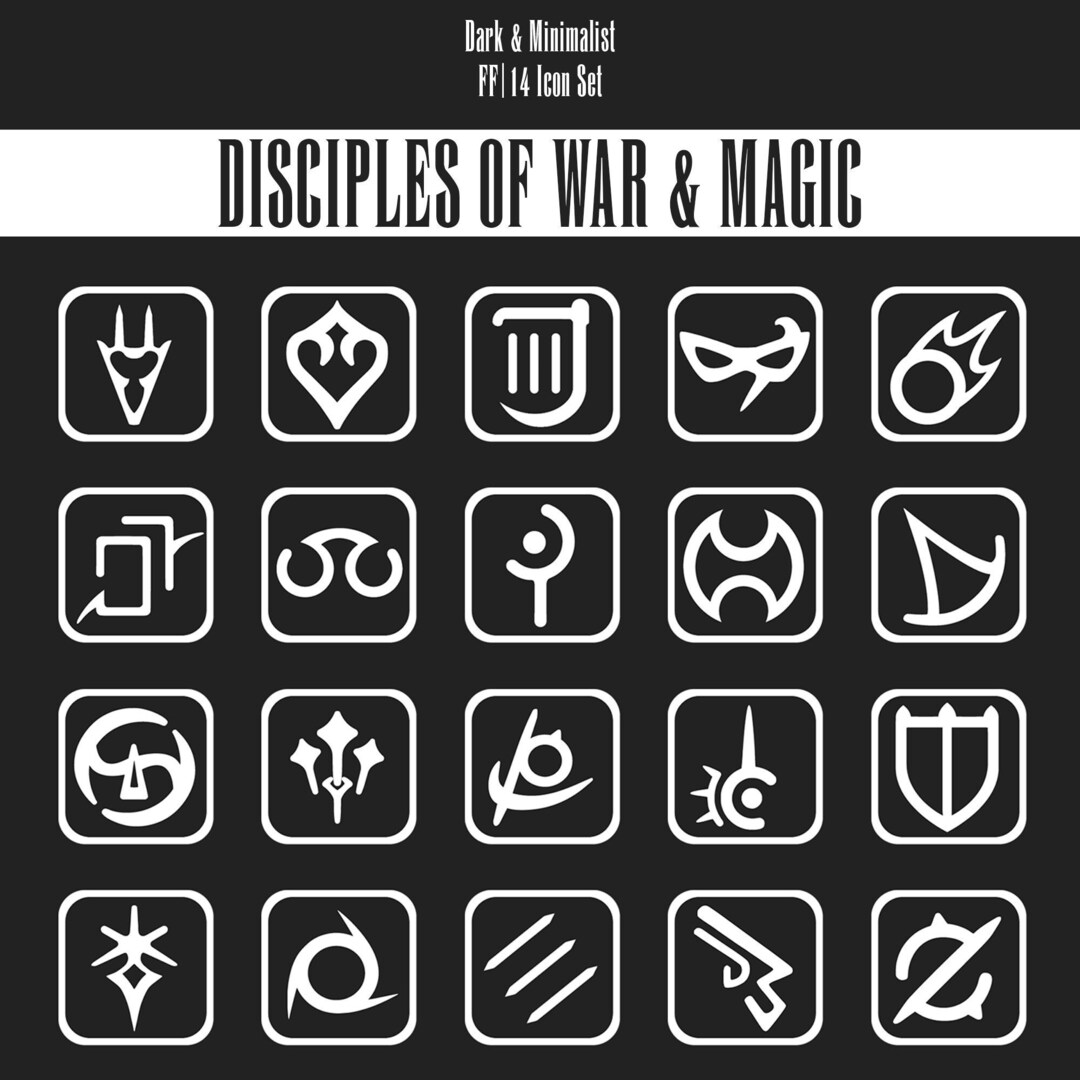 Dark & Minimalist FF|14 Icon Set – Disciples of War and Magic Jobs and ...