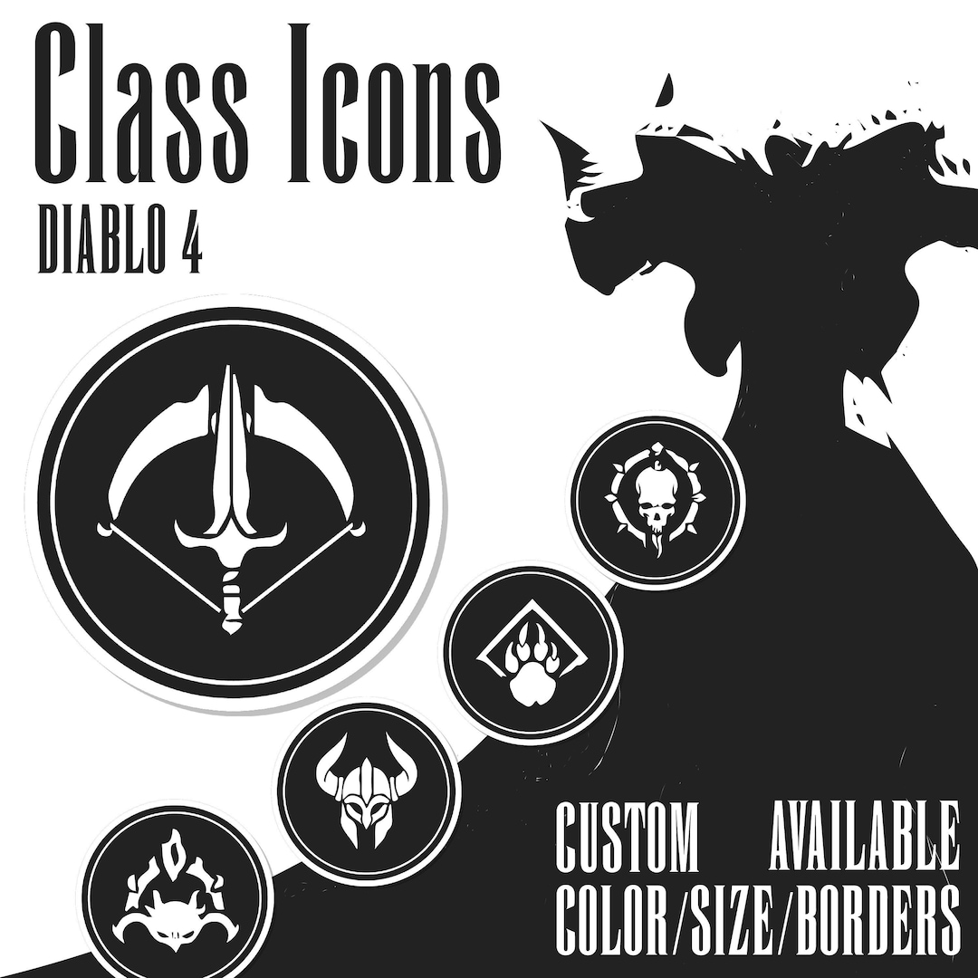 Black | DIABLO 4 CLASS ICONS | Discord Badges + Emotes - Etsy