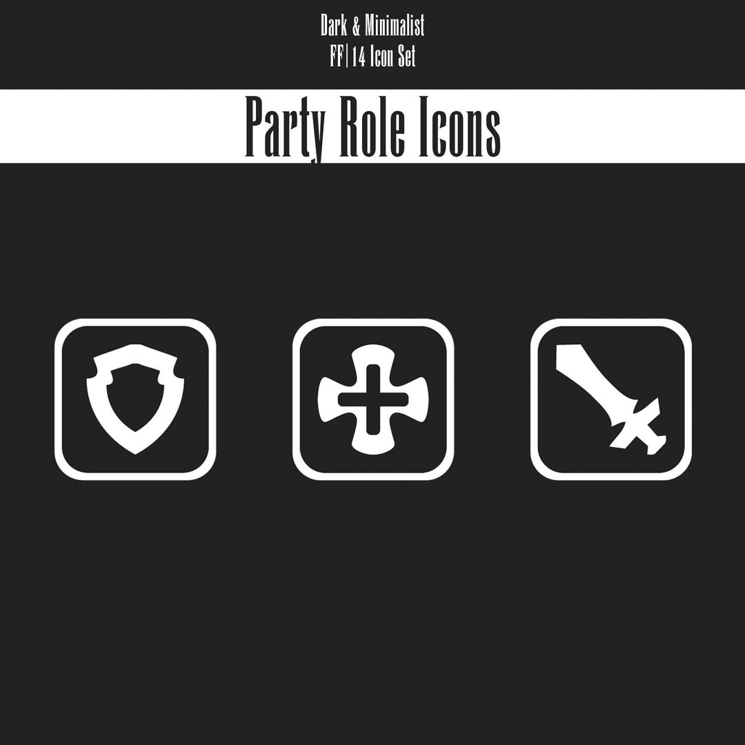 Dark & Minimalist FF14 Icon Set Party Role Icons - Etsy
