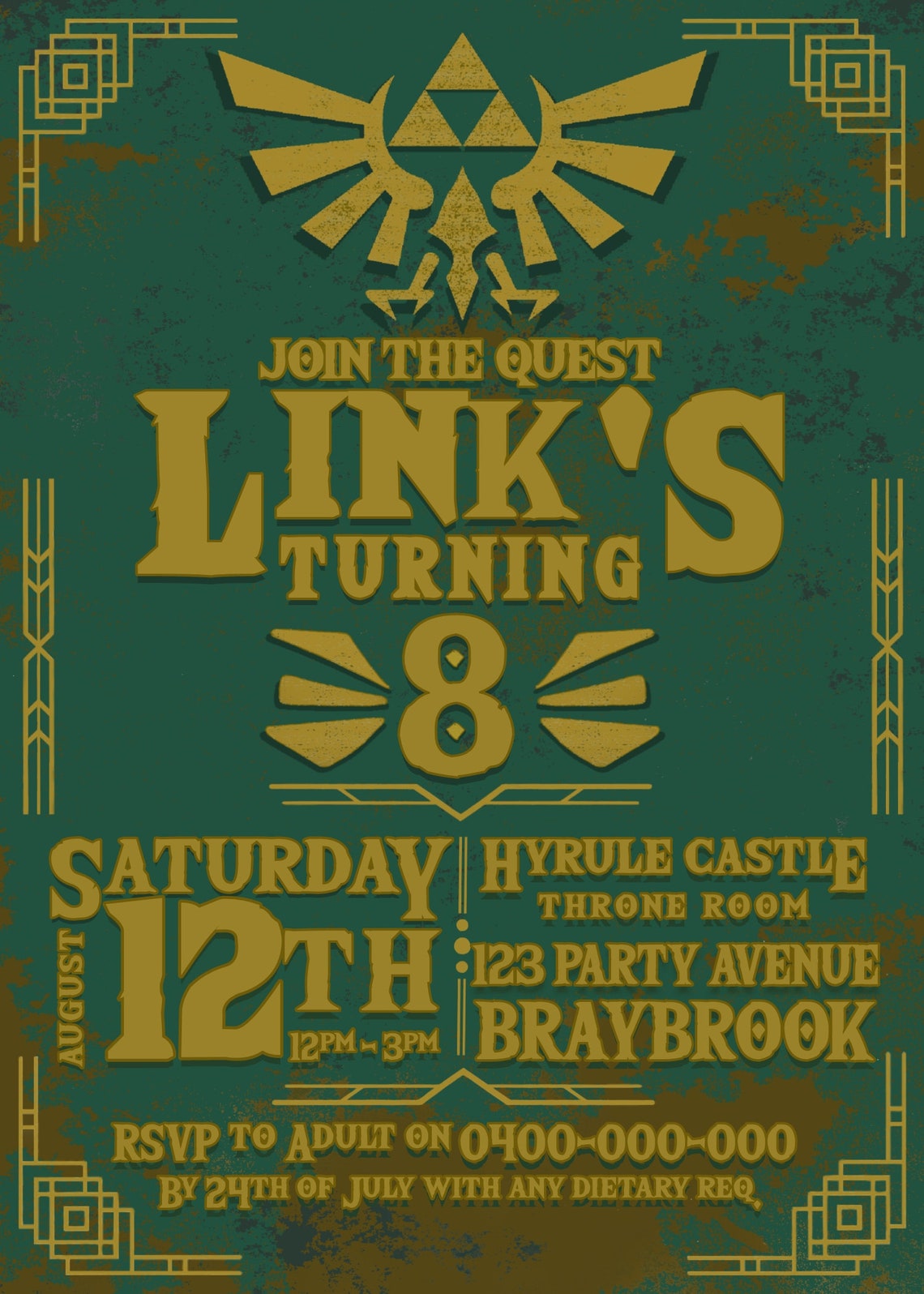 Printable Legend of Zelda Birthday Invitation | Printable Instant ...