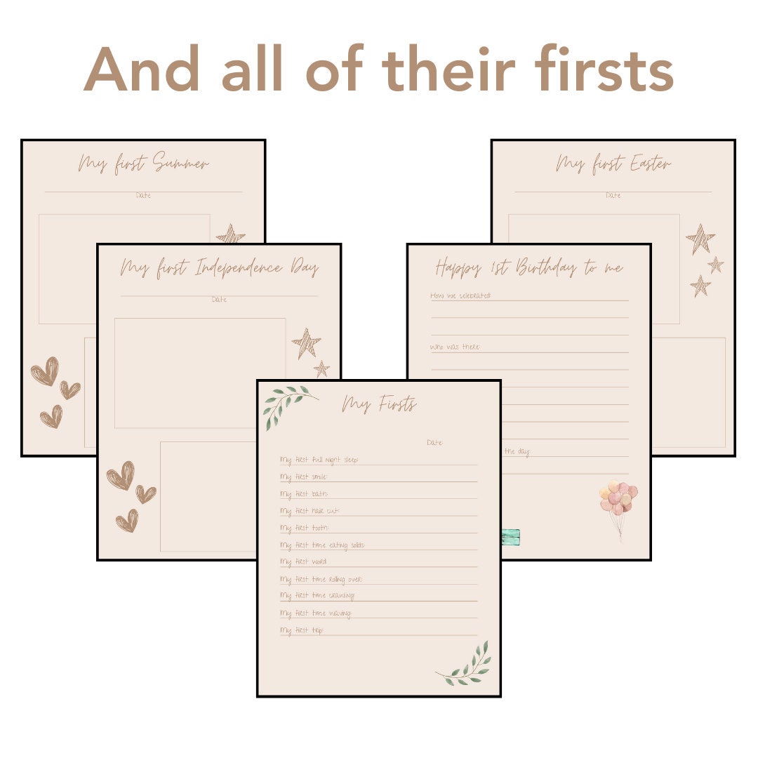 Baby Book, Printable Baby Book Pages, Baby Memory Book, Baby Book First ...