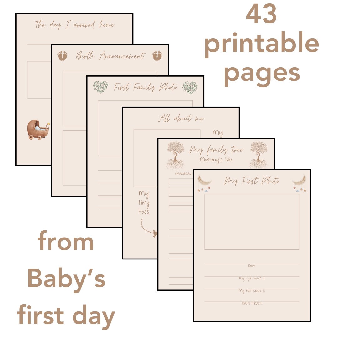 Baby Book, Printable Baby Book Pages, Baby Memory Book, Baby Book First ...