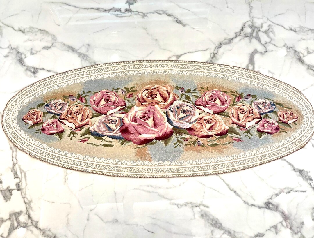 Floral Beige Goblin Table Runner: Classic Luxury Decoration (20" X 51 ...
