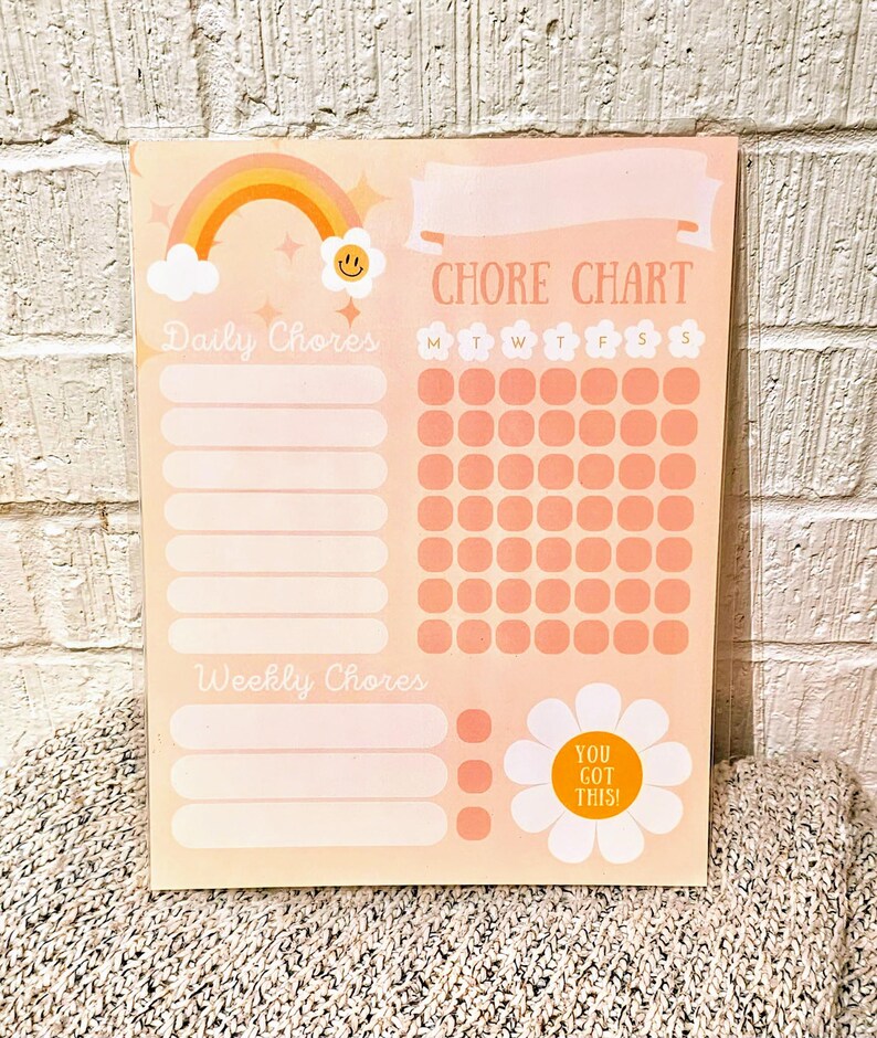 Printable Boho Girls Chore Chart Customizable Kids Responsibility ...