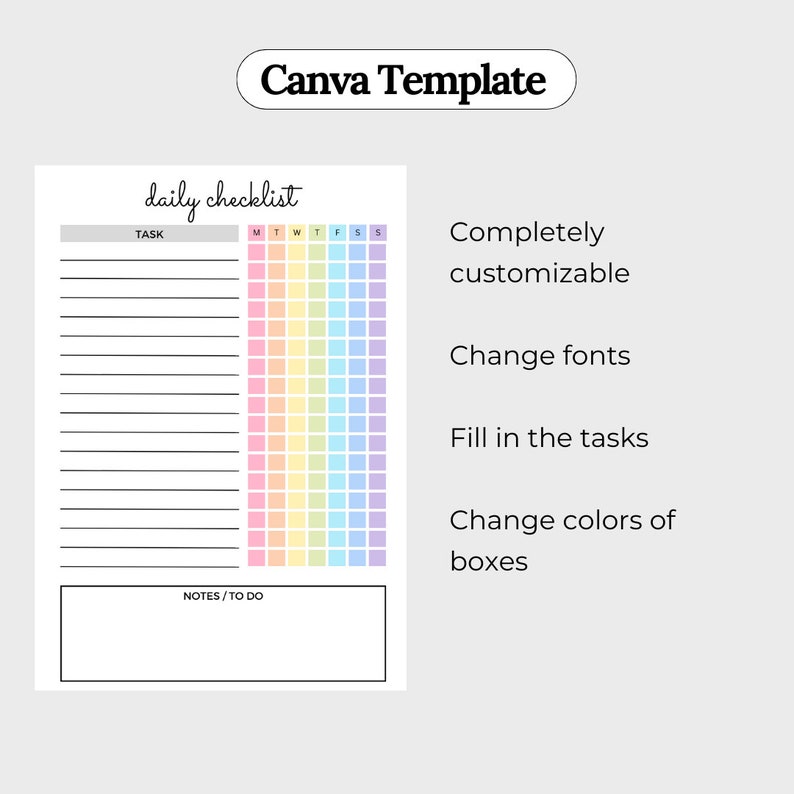 Daily Checklist Daily Routine Daily Checklist Planner Project Planner ...