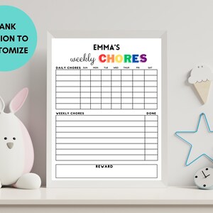 Kids Chore Chart | Customized Chore Chart | Kids Routine Chart | Chore ...