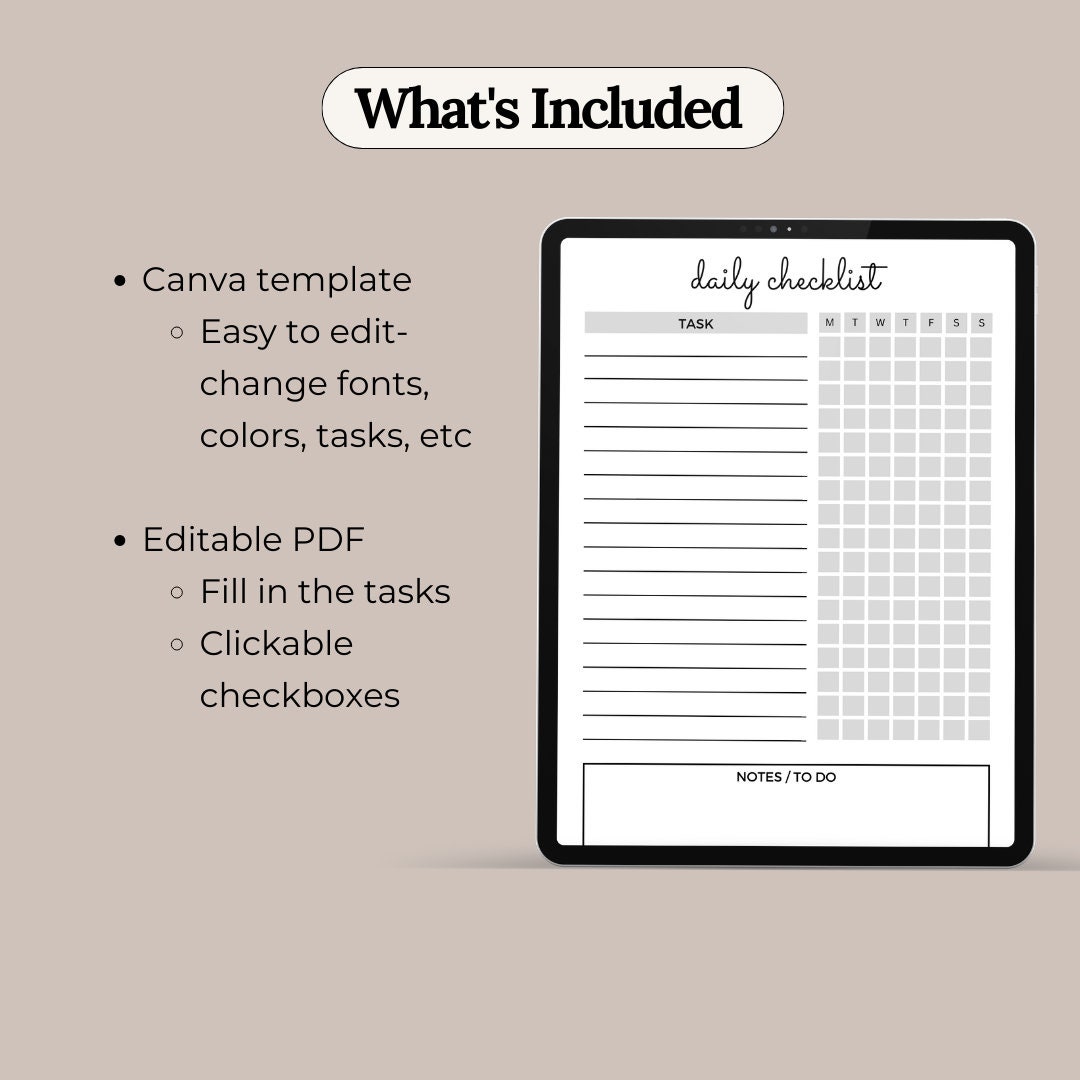 Daily Checklist | Daily Routine | Daily Checklist Planner | Project ...