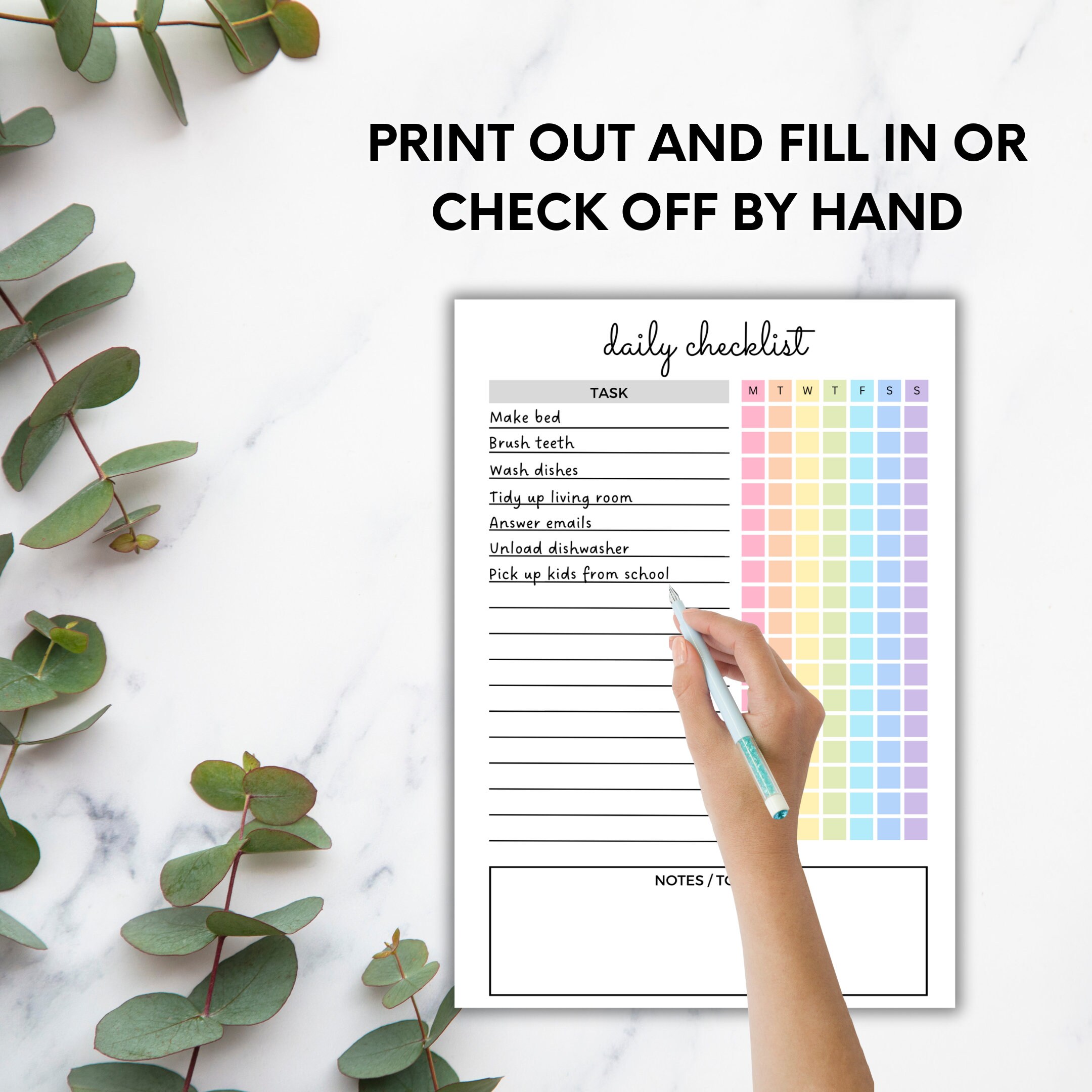 Daily Checklist | Daily Routine | Daily Checklist Planner | Project ...