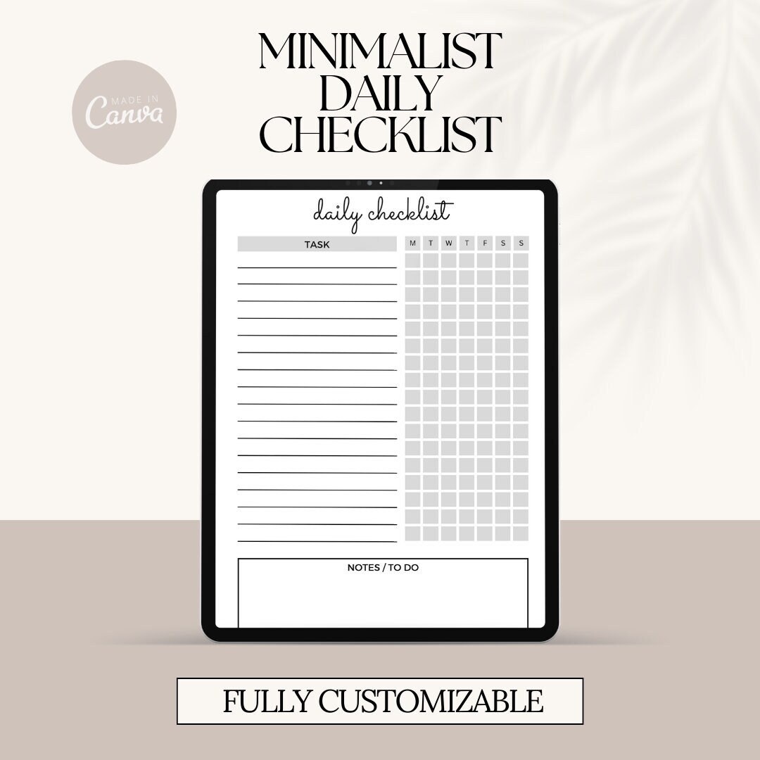 Daily Checklist | Daily Routine | Daily Checklist Planner | Project ...