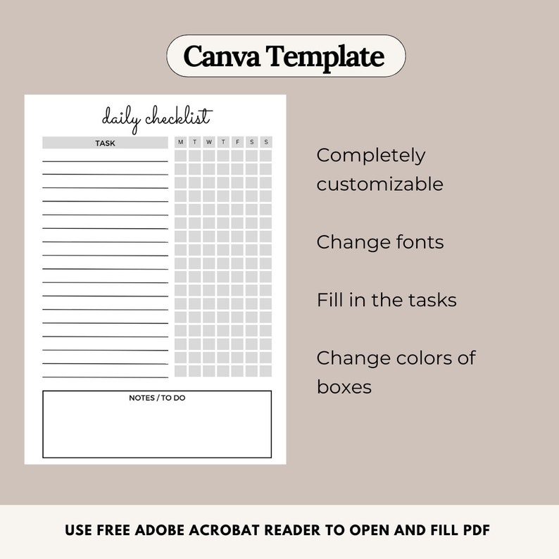 Daily Checklist Daily Routine Daily Checklist Planner - Etsy