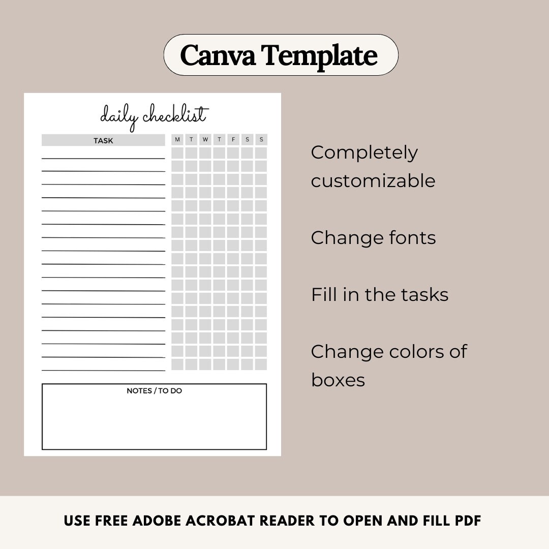 Daily Checklist | Daily Routine | Daily Checklist Planner | Project ...