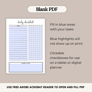 Daily Checklist | Daily Routine | Daily Checklist Planner | Project ...
