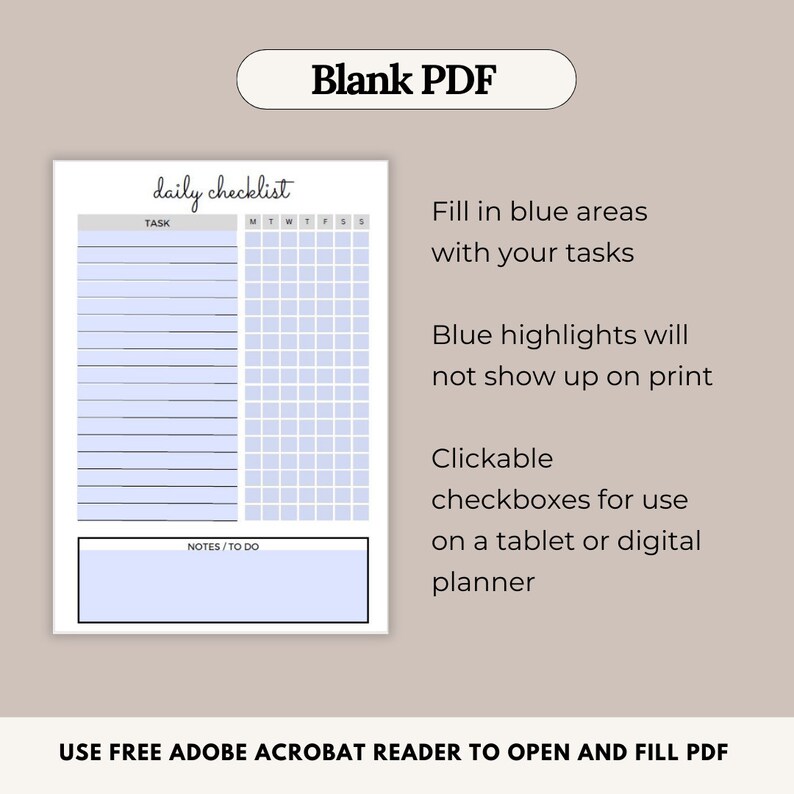 Daily Checklist | Daily Routine | Daily Checklist Planner | Project ...