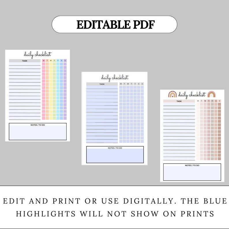 Daily Checklist | Daily Routine | Daily Checklist Planner | Project ...