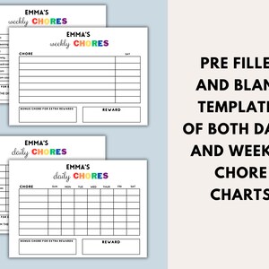 Kids Chore Chart Customized Chore Chart Kids Routine Chart Chore Chart ...