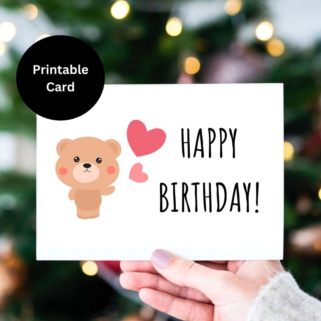 Printable Birthday Card Instant Download 5 X 7 Inch Greeting Card ...
