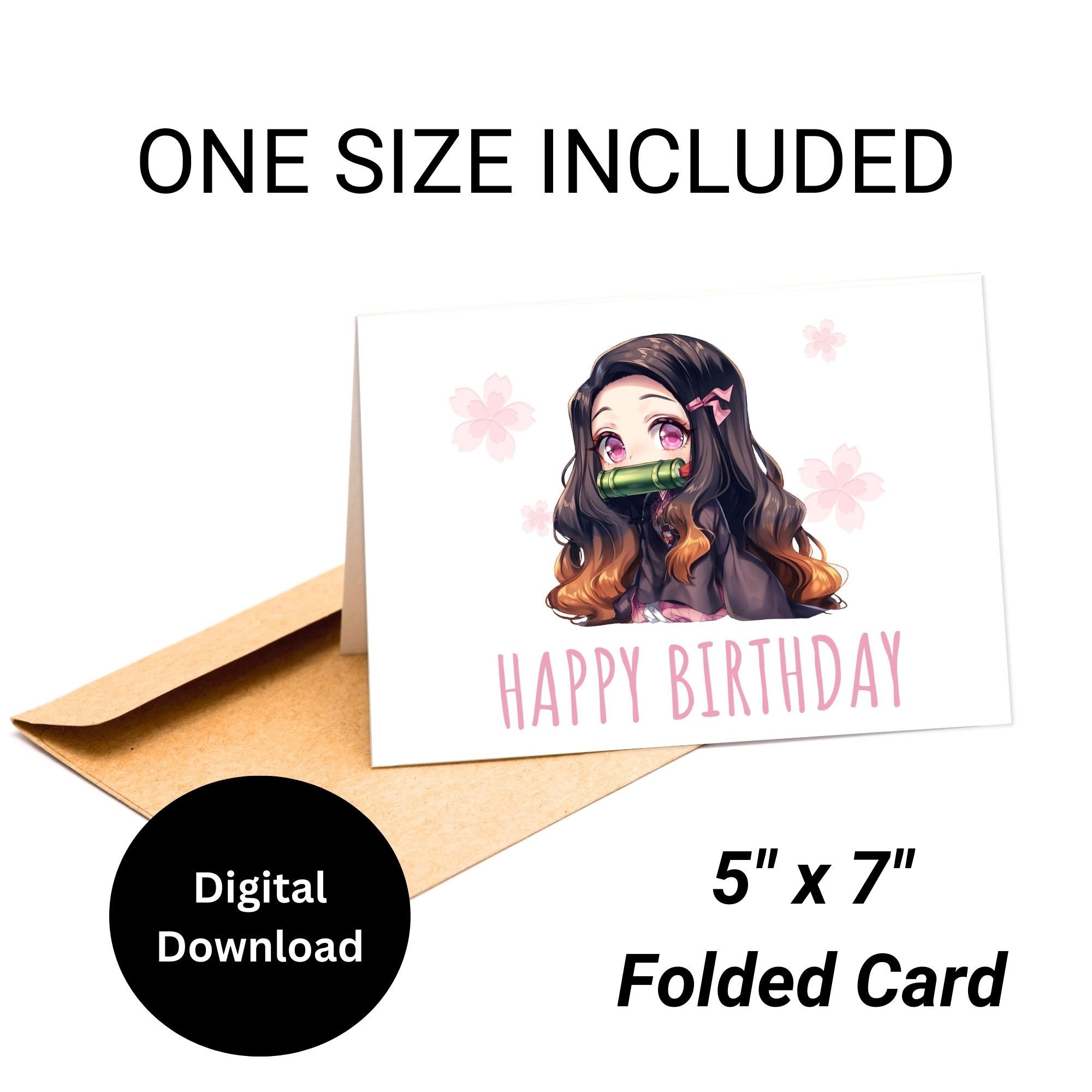 Nezuko Printable Birthday Card - Instant Download - 5 X 7 Inch Greeting ...