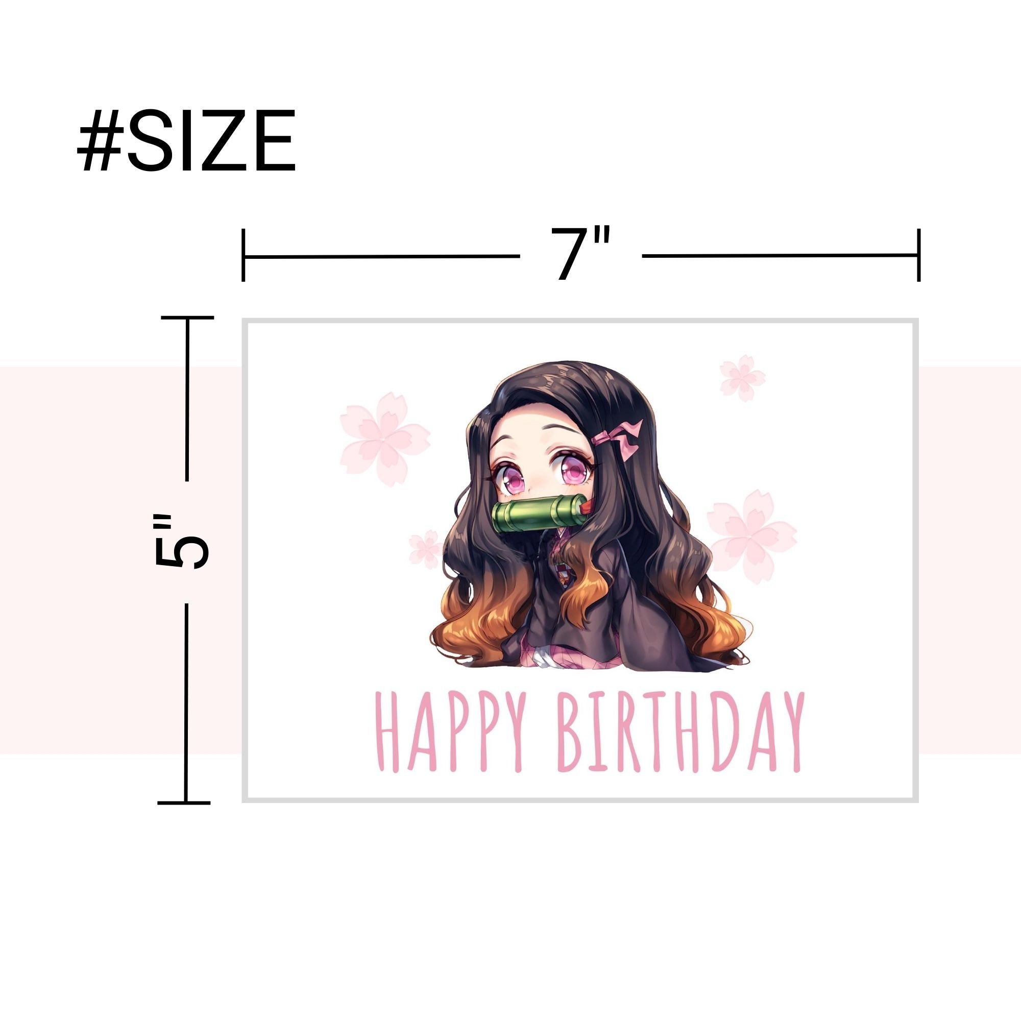 Nezuko Printable Birthday Card - Instant Download - 5 X 7 Inch Greeting ...
