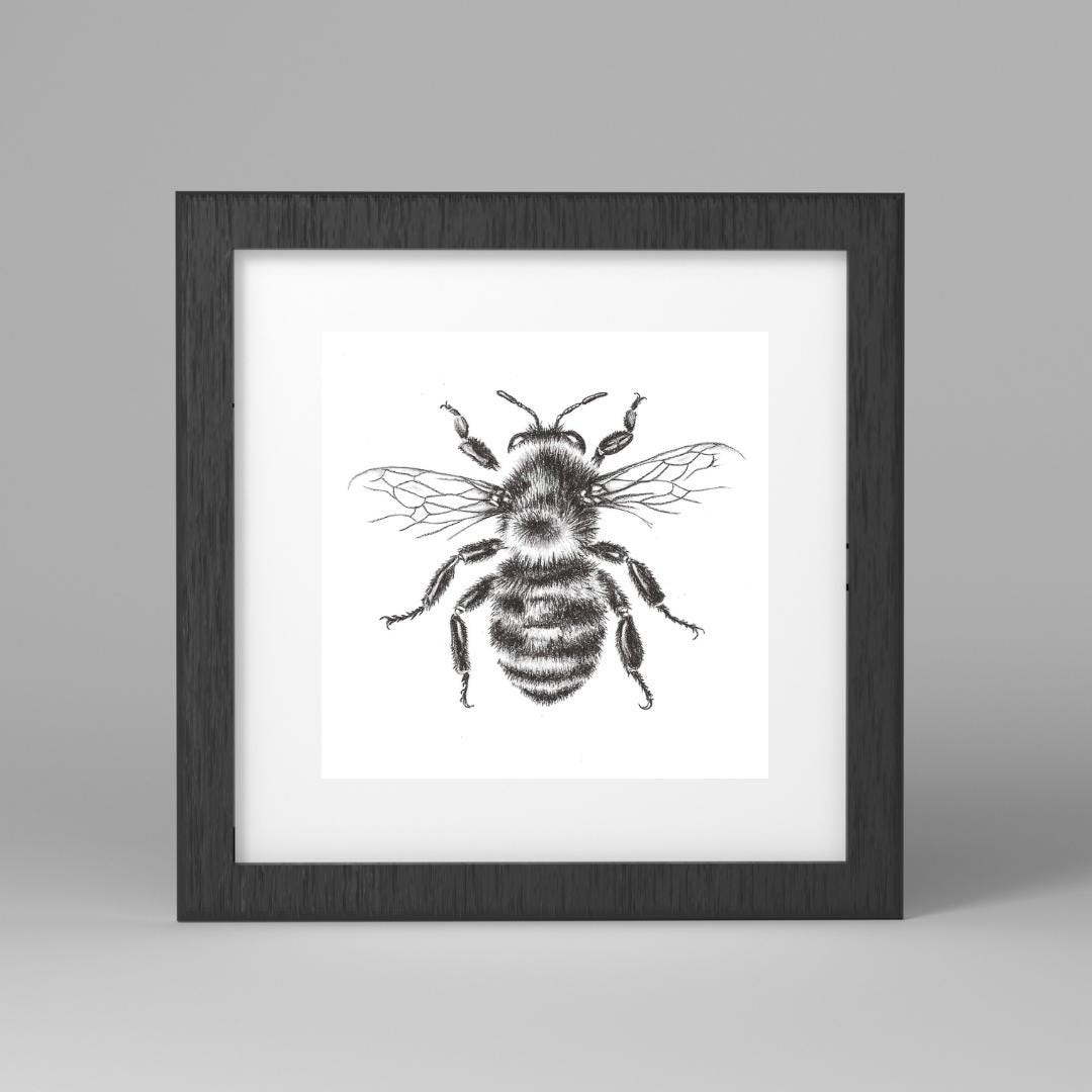 Bee Drawing Print | Charcoal Artwork | Bee Artwork | Bee Drawing ...