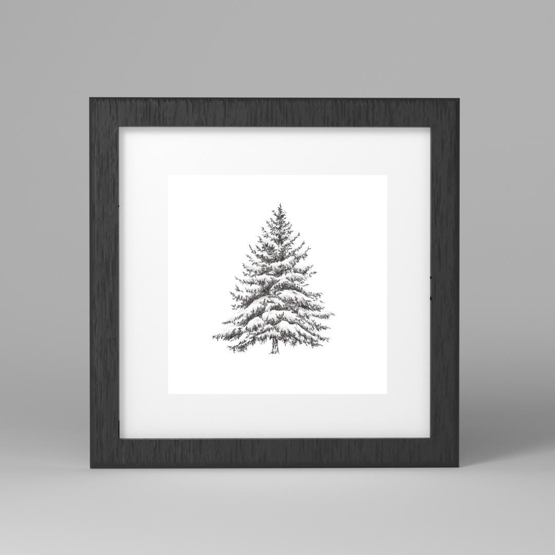 Pine Tree Drawing Print | Charcoal Artwork | Tree Artwork | Nature ...