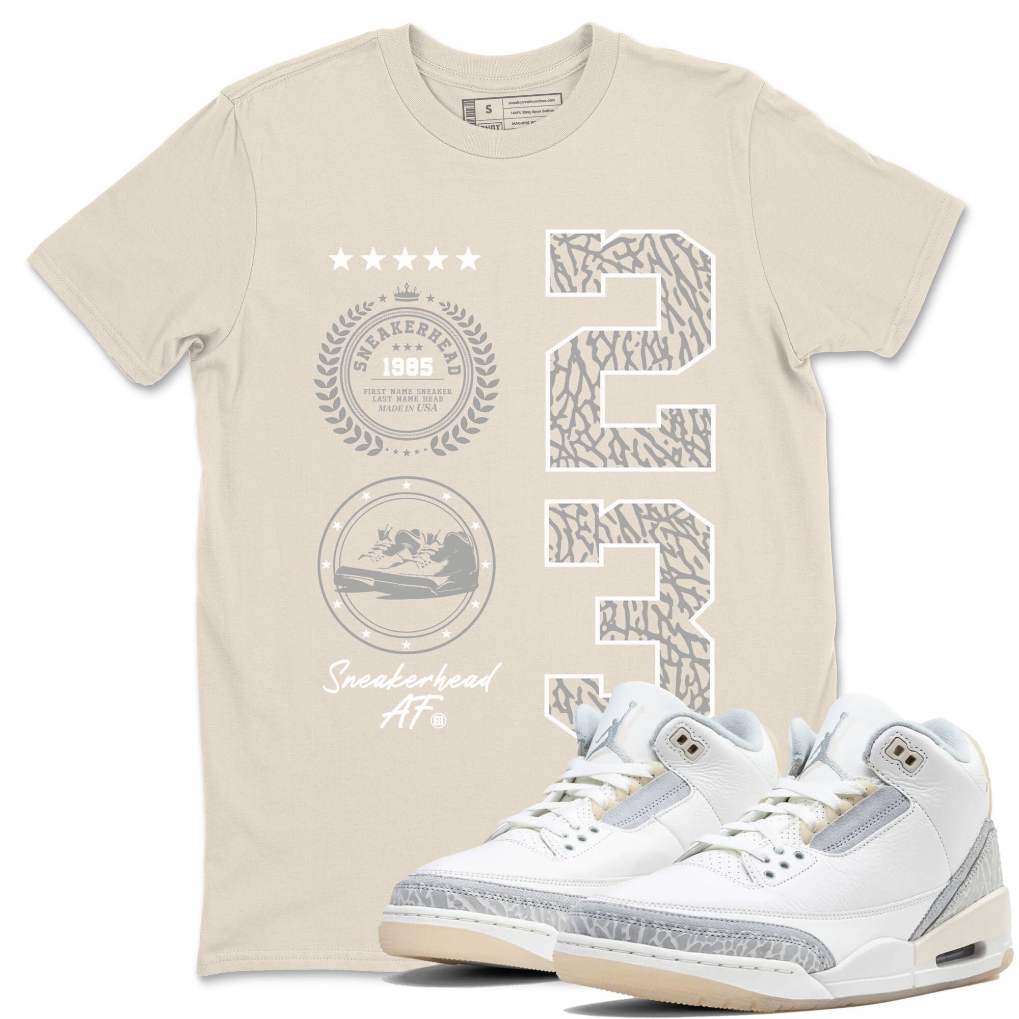 Sneaker Emblem Sneaker Tee Shirt to Match Jordans 3s Craft Ivory - Etsy