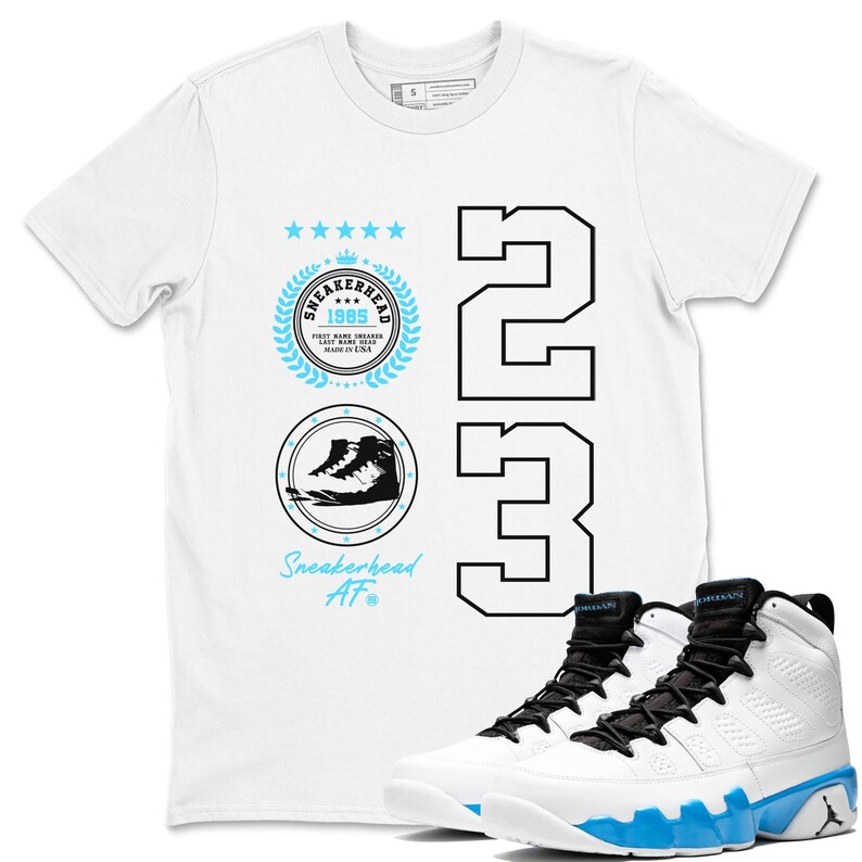 Sneaker Emblem Streetwear Brand Shirts to Match Jordans 9s Powder Blue ...