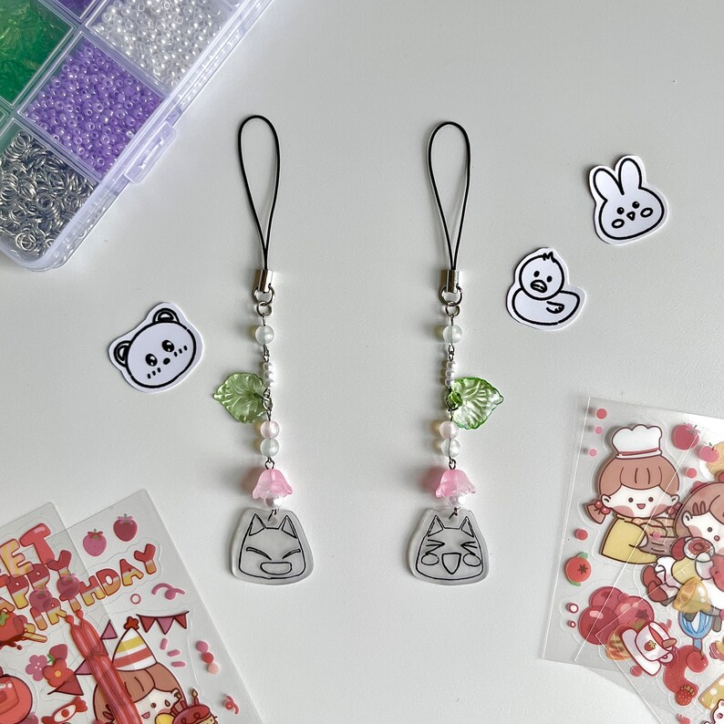 Toro Inoue and Kuro Cat Beaded Phone Charm / Kawaii Keychain ...