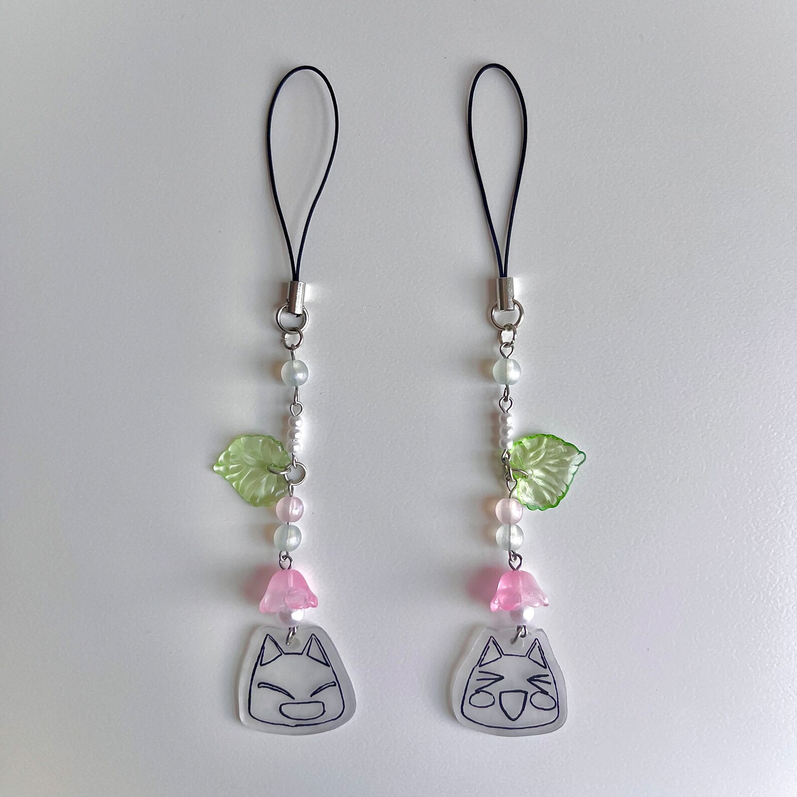 Toro Inoue and Kuro Cat Beaded Phone Charm / Kawaii Keychain ...