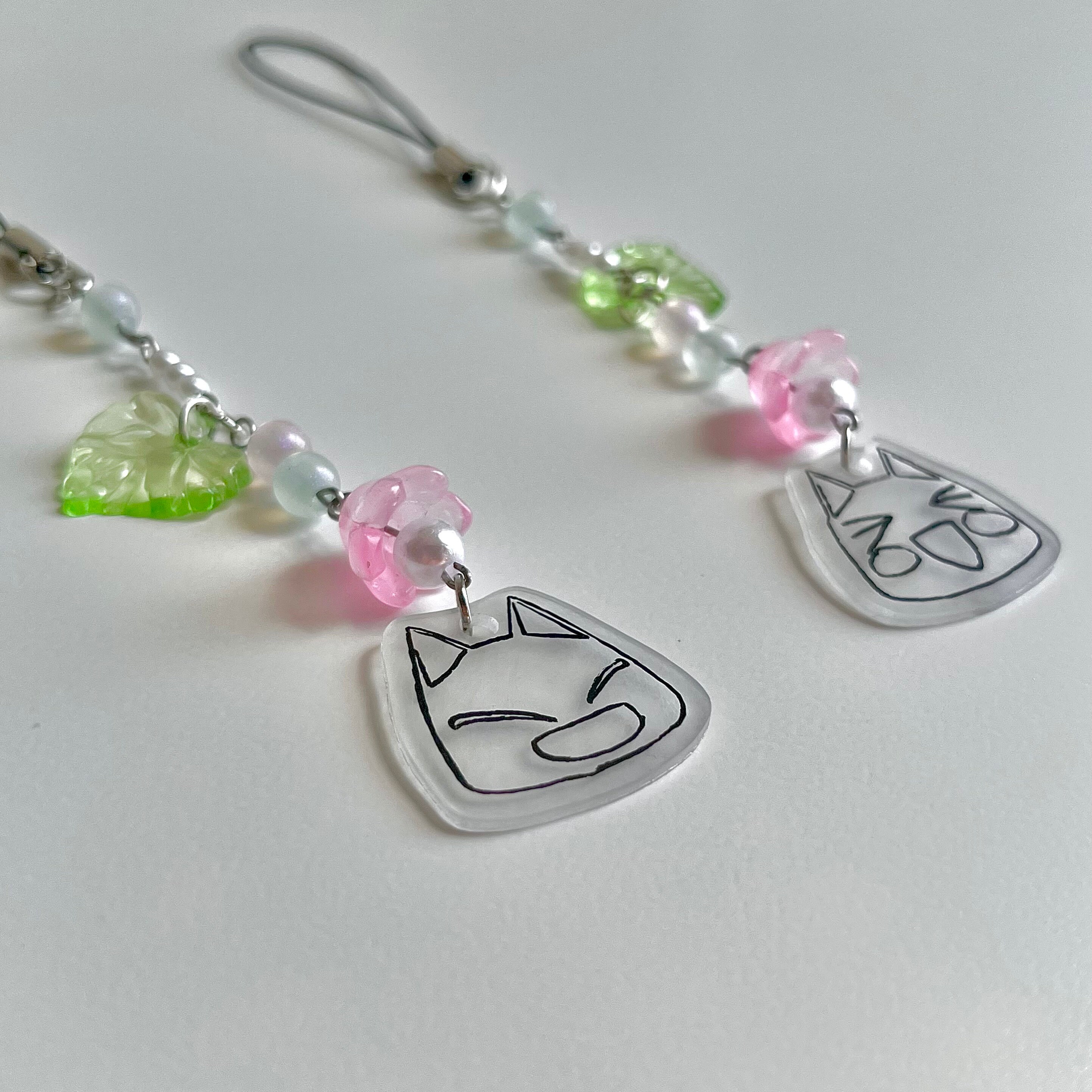 Toro Inoue and Kuro Cat Beaded Phone Charm / Kawaii Keychain ...