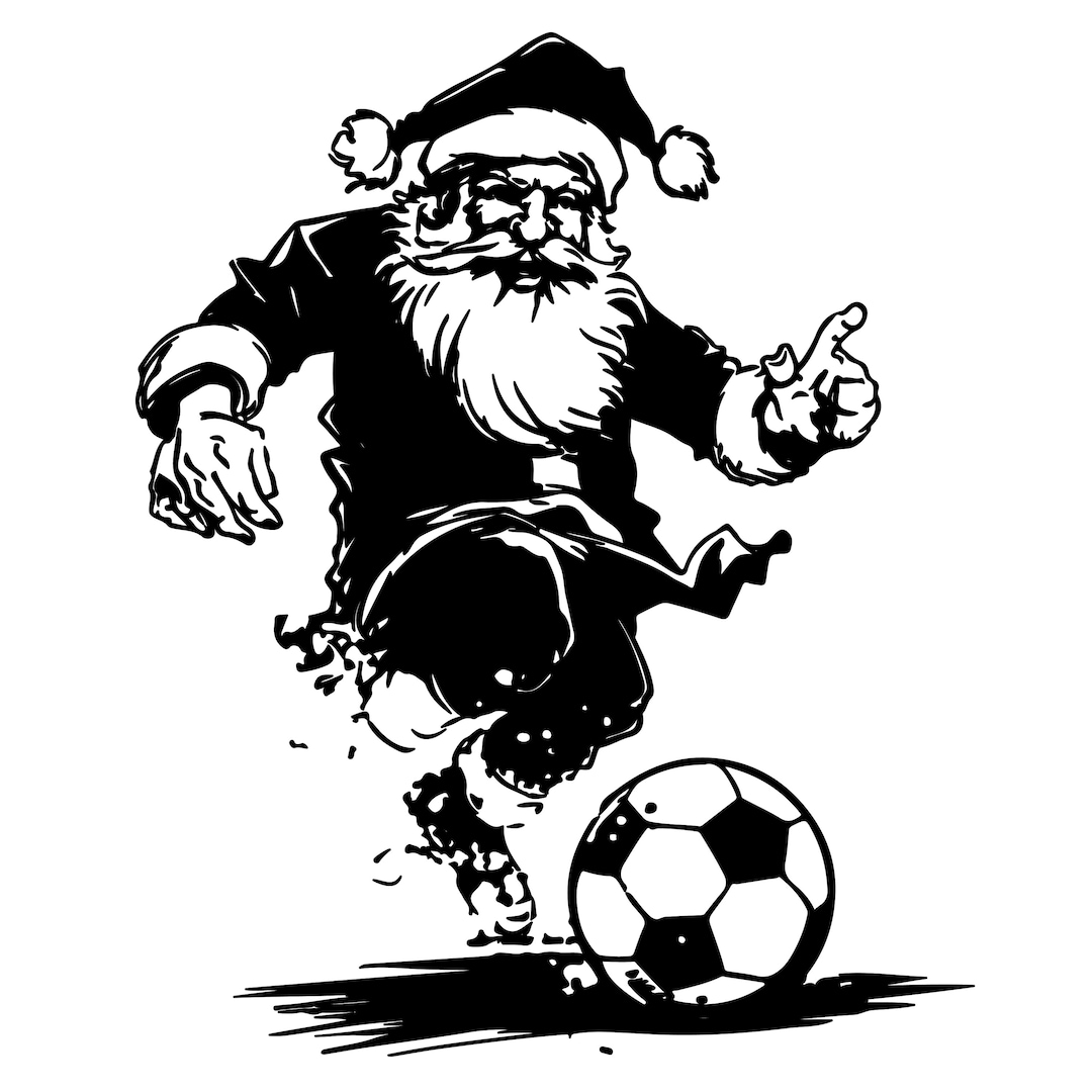 Santa Claus Playing Soccer, Playing Football, Christmas Dude Sports SVG ...