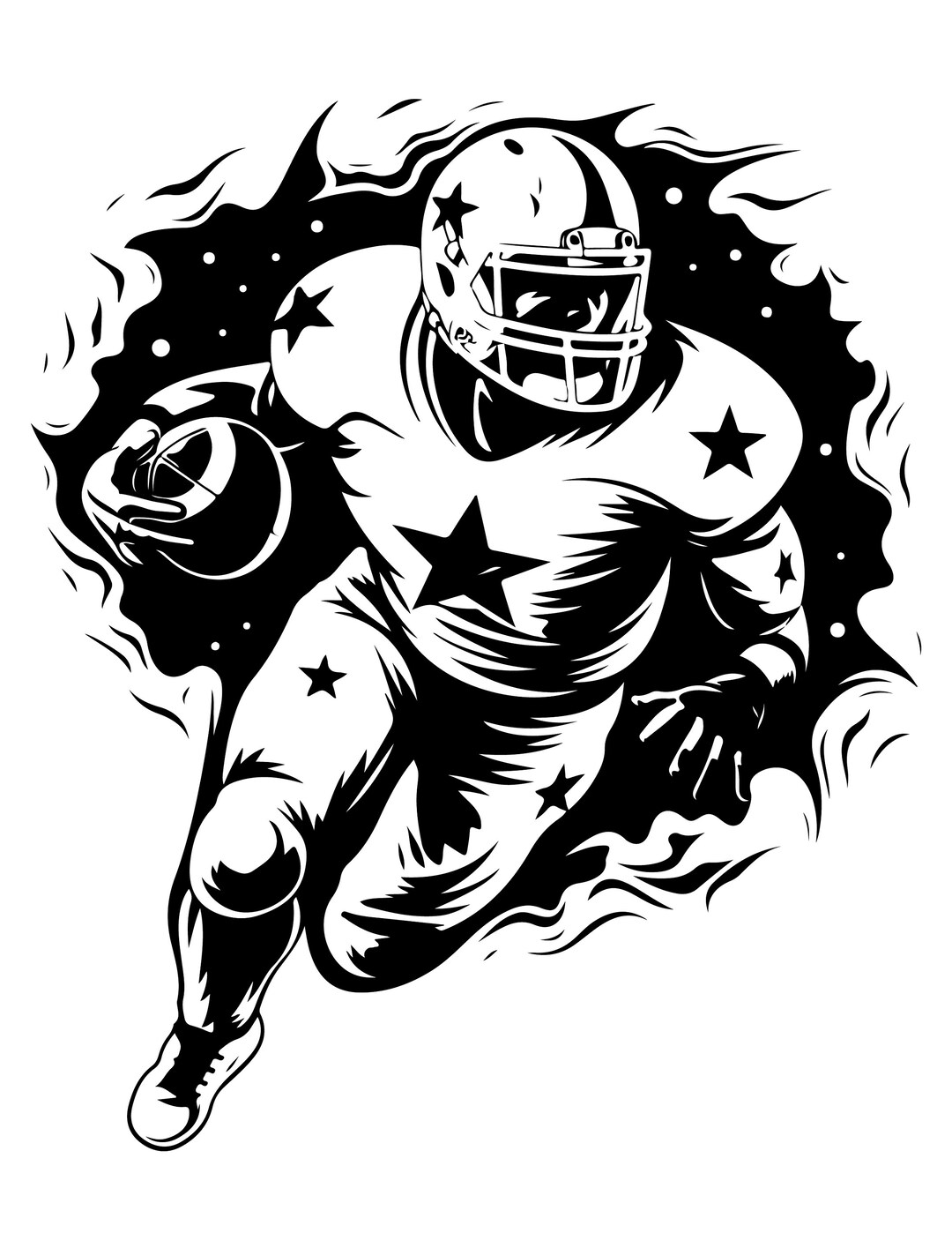 Football Player Running Retro Style Dude Sports SVG File - Etsy