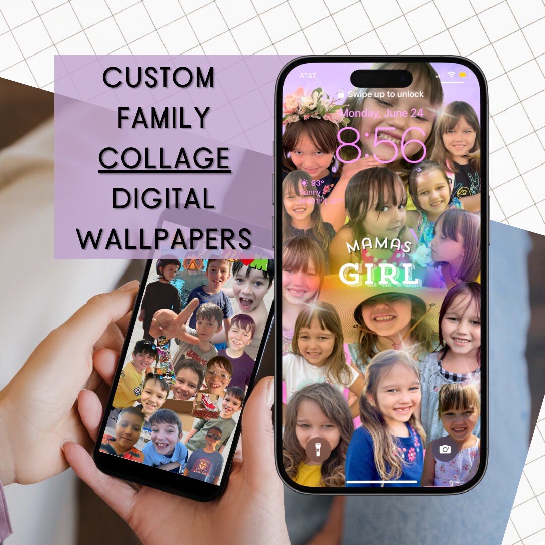 CUSTOM COLLAGE Wallpaper Photo Art Rainbow Personalized Text Phone Case ...