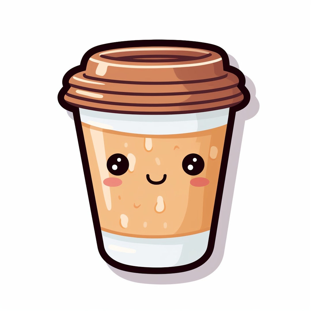 Cute Cup of Coffee Sticker / Laptop Sticker / Water Bottle Sticker ...