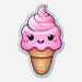 Cute Pink Ice Cream Cone Vinyl Sticker / Laptop Sticker / Water Bottle ...
