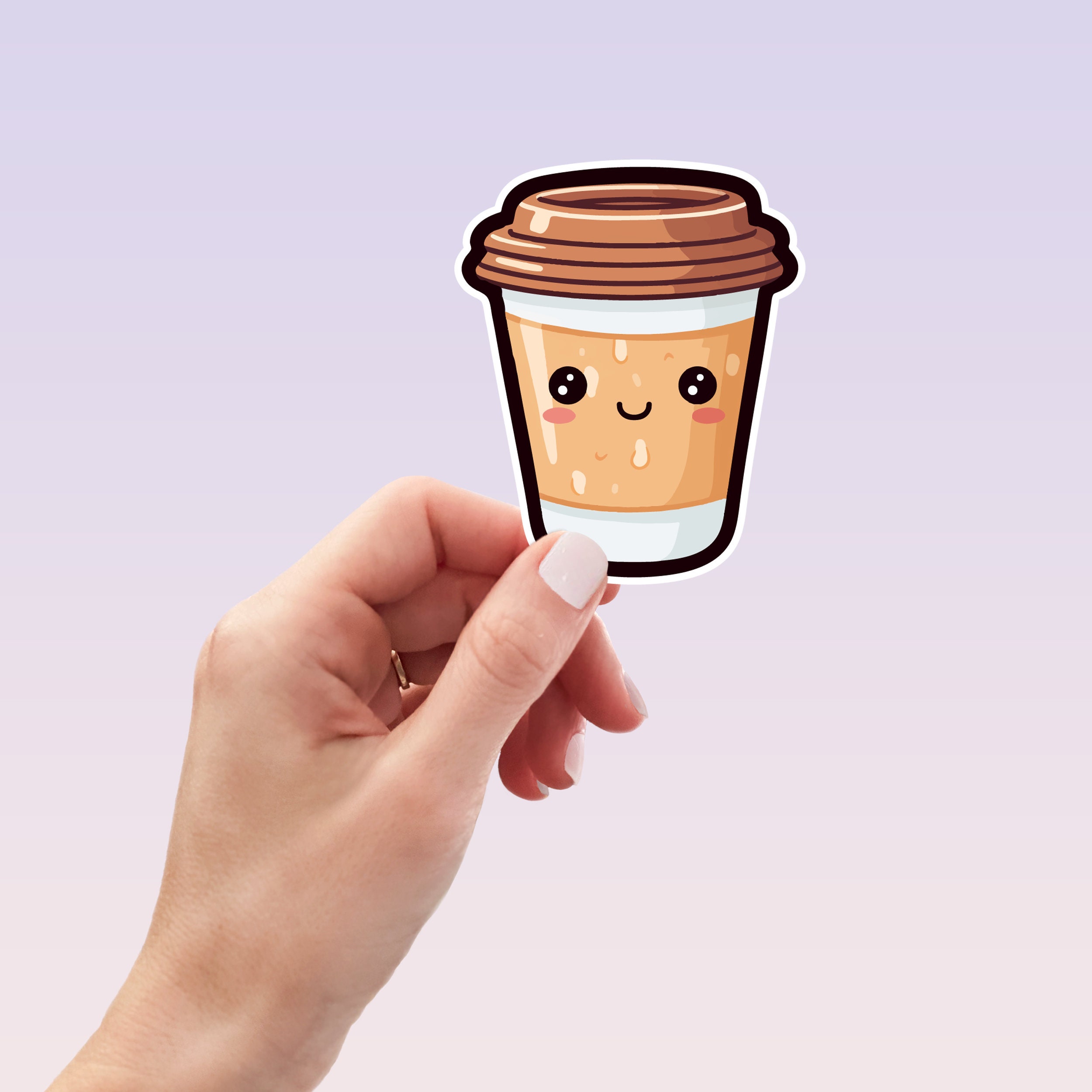 Cute Cup of Coffee Sticker / Laptop Sticker / Water Bottle Sticker ...