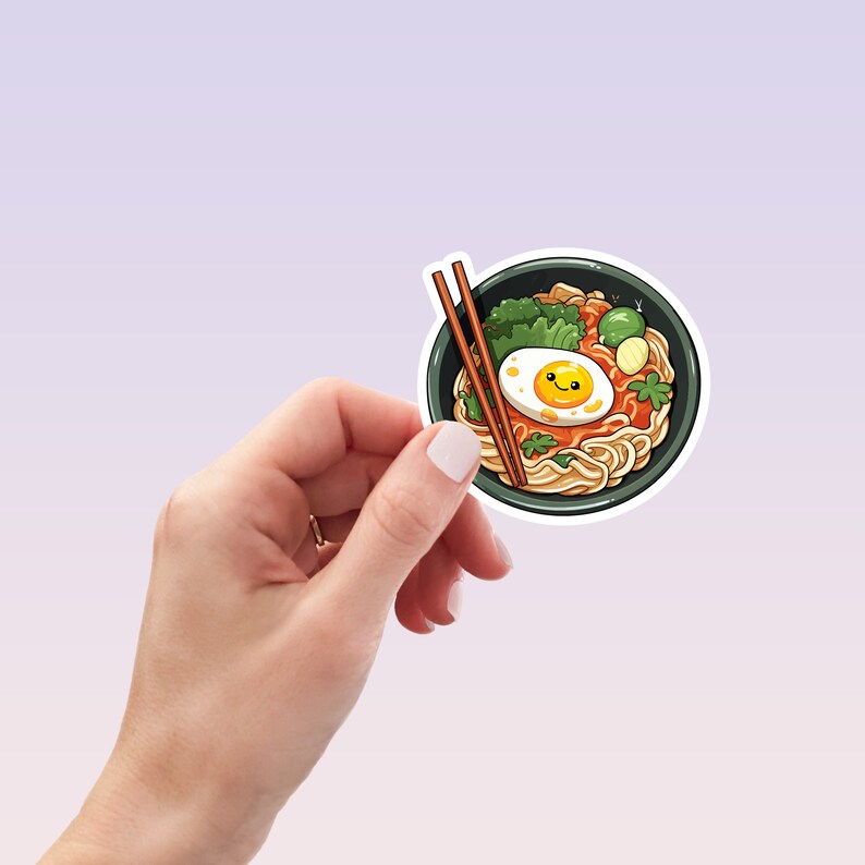 Cute Bowl of Ramen Vinyl Sticker / Laptop Sticker / Water Bottle ...