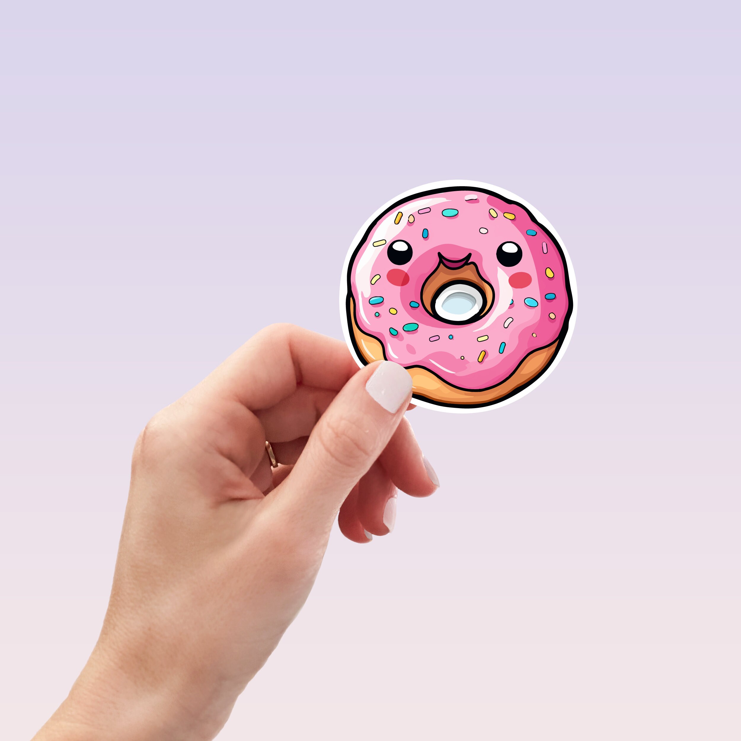 Cute Pink Donut Sticker / Laptop Sticker / Water Bottle Sticker ...